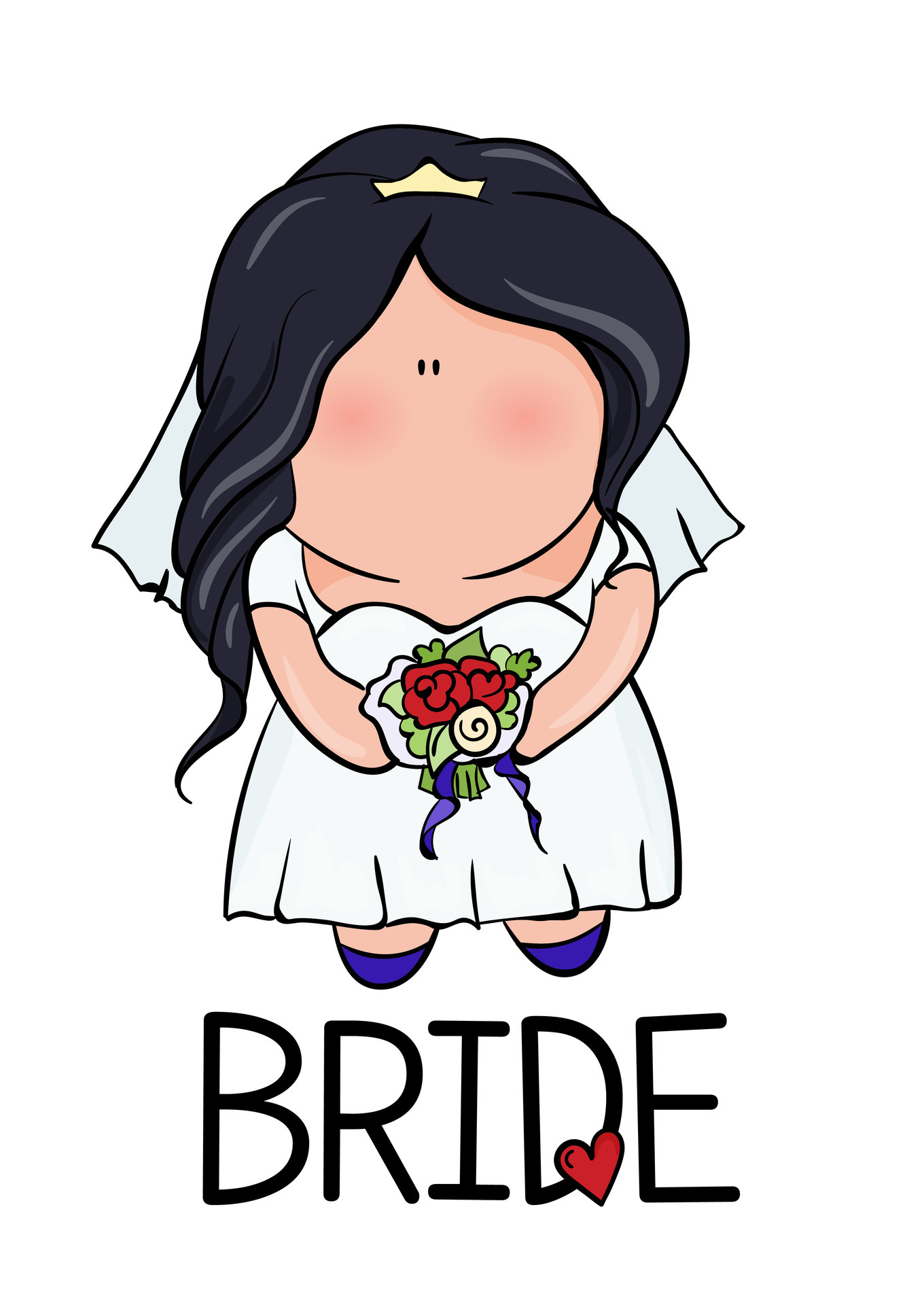 doodle character. cute bride. template for print, a Decorative ...