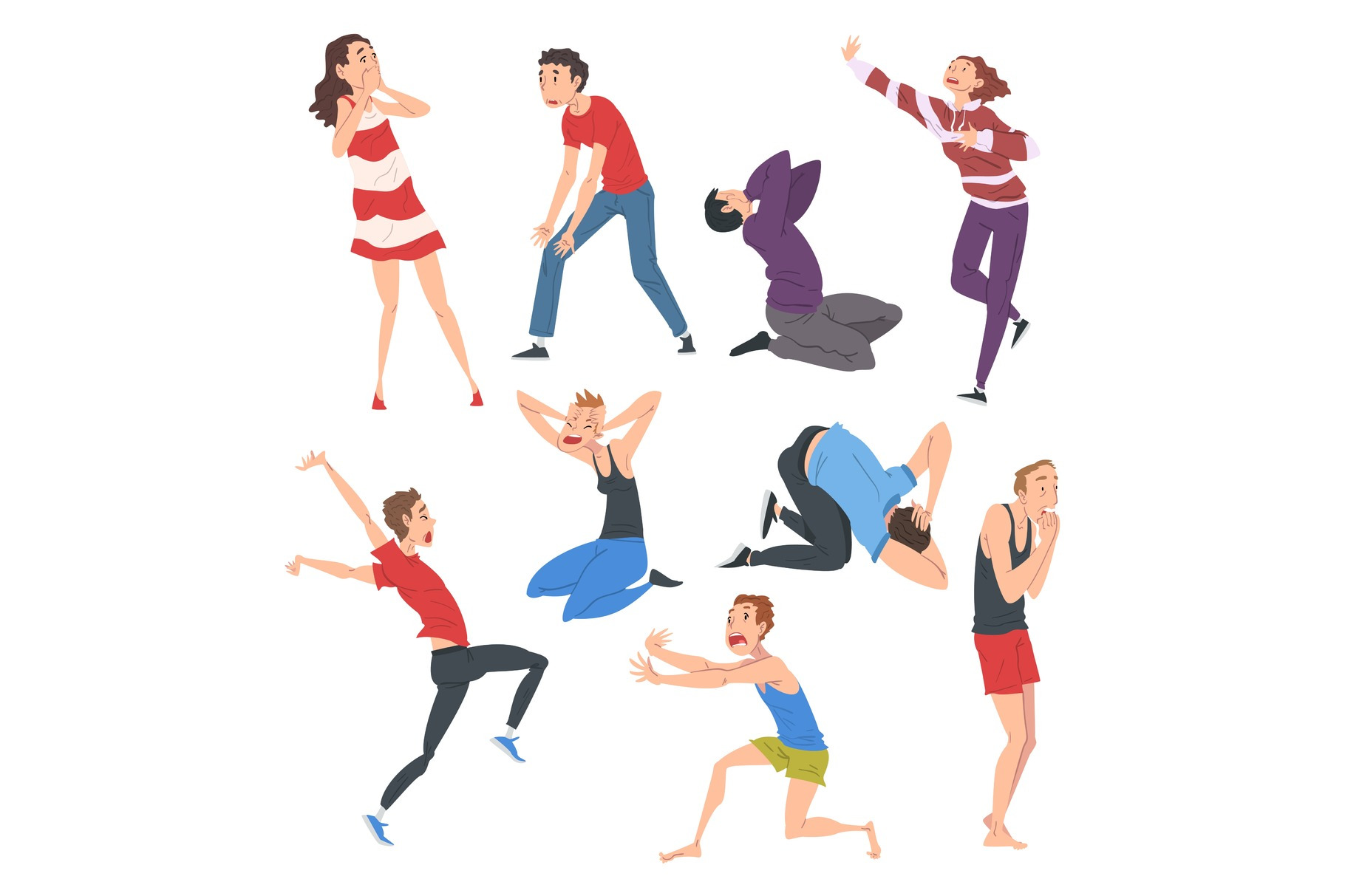 Scared and Panicked People Set, a Person Illustration by TopVectors ...