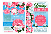 Posters of flowers for spring holiday greetings, an Illustration by ...