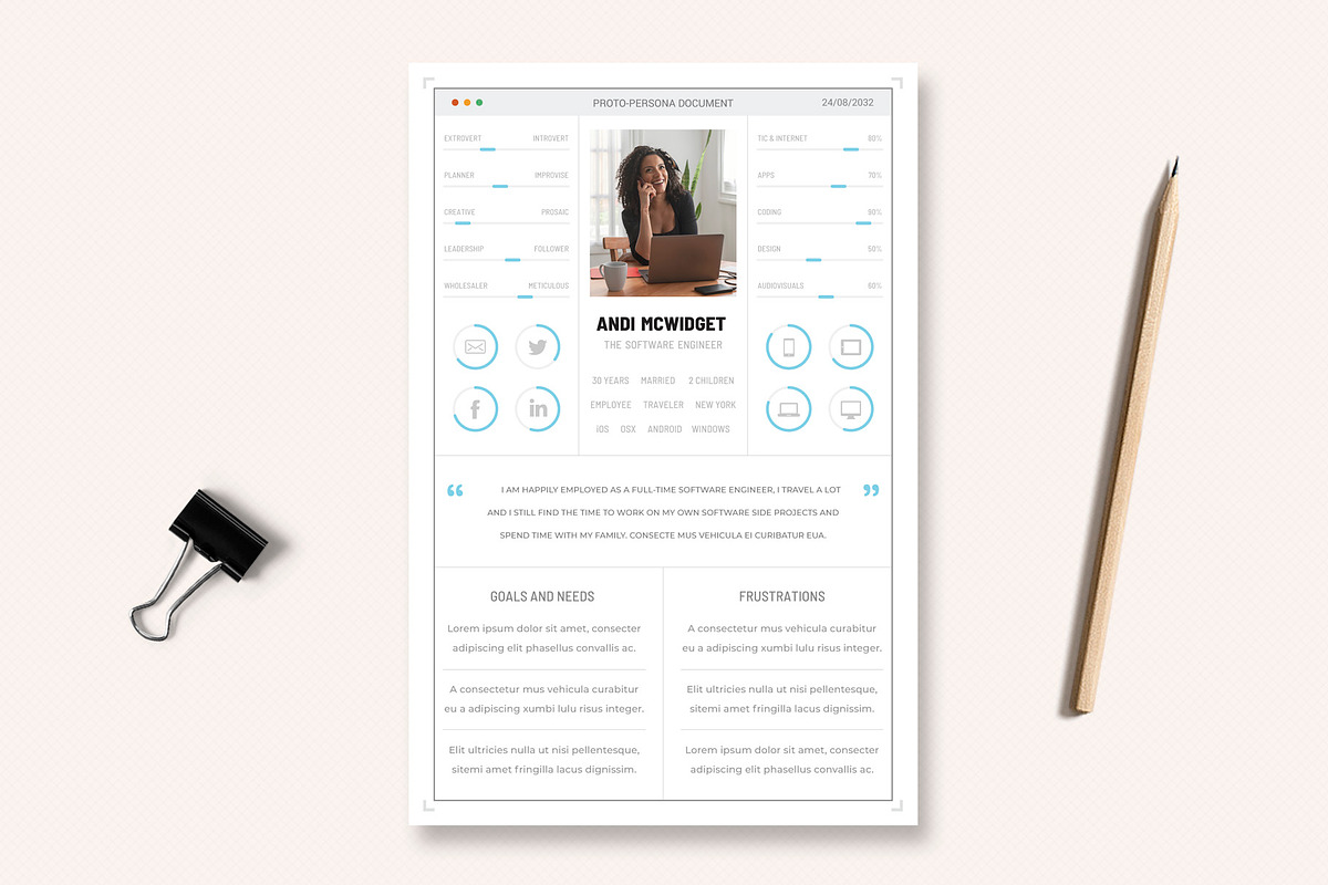 UX Workflow - Proto-Persona CardsV2, a Stationery Template by Sargatal