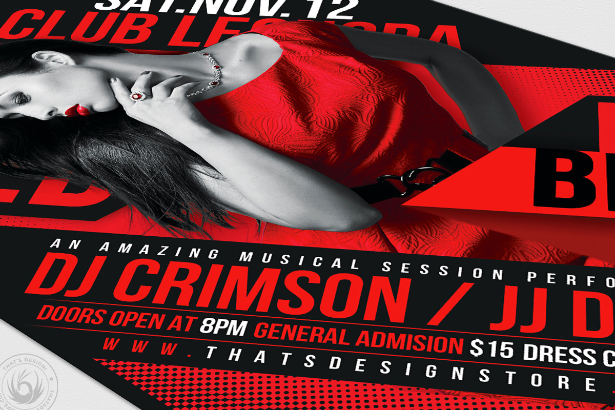 Black and Red Party Flyer Template, a Flyer Template by ThatsDesign Art
