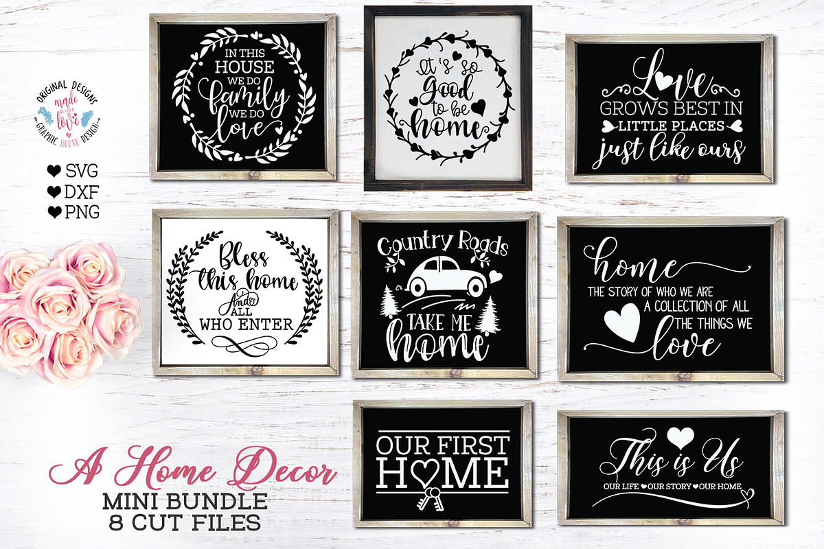 Home Sign Bundle Cut Files, a Decorative Illustration by Graphic House ...