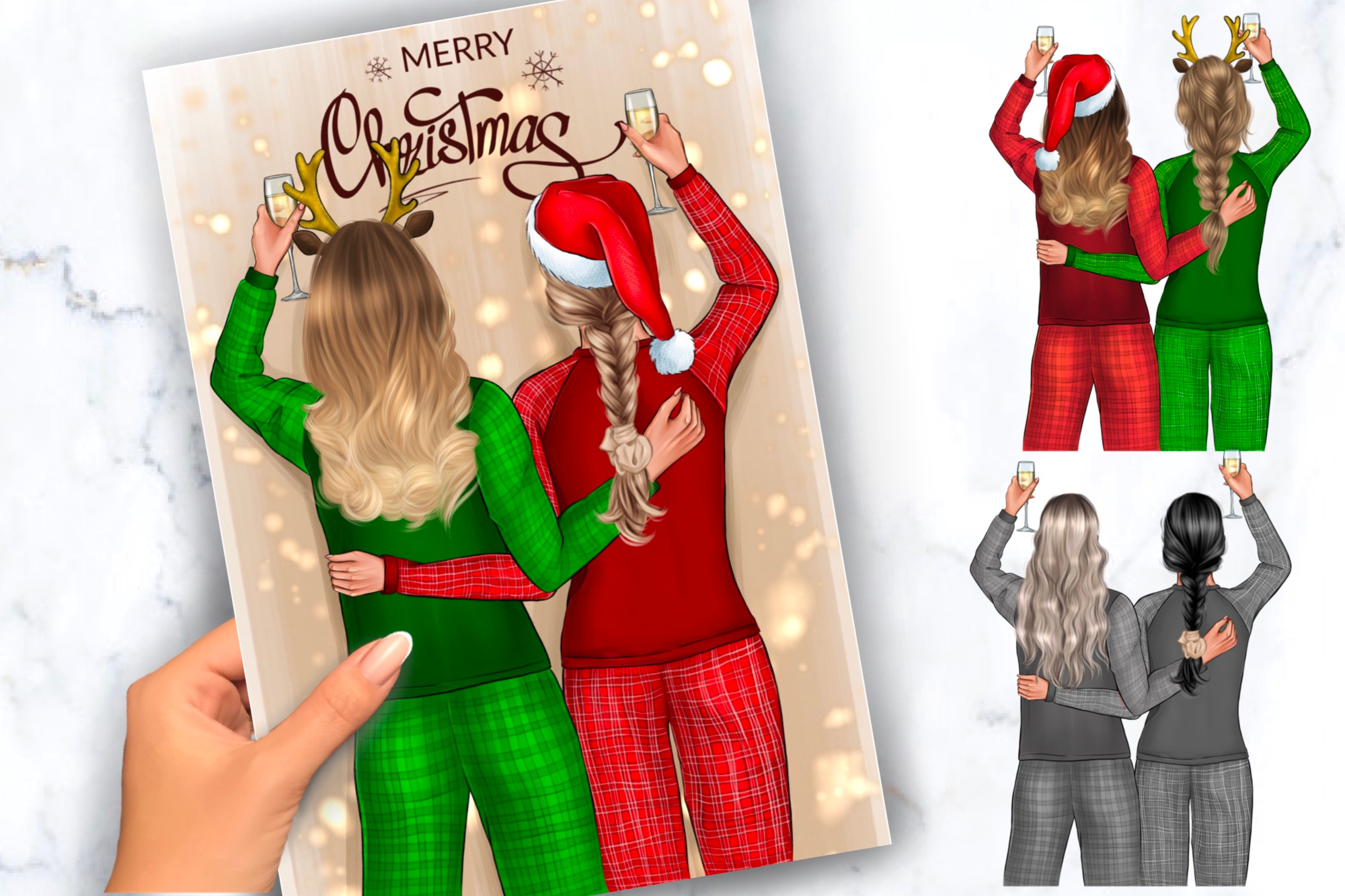 Christmas Best friend clipart, a Person Illustration by Elenbushe