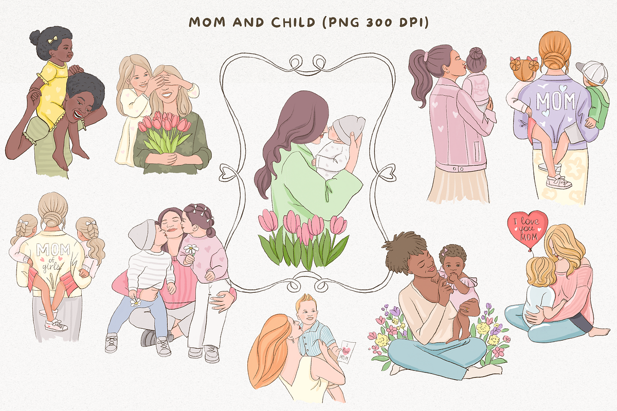 Mother's Day Hand Drawn Clipart PNG