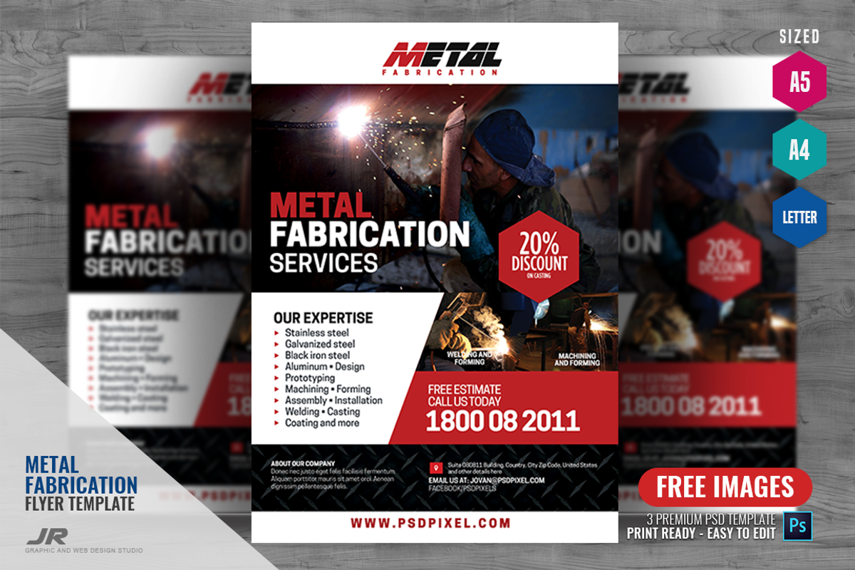 Metal and Steel Fabrication Flyer, a Flyer Template by PSDPixel