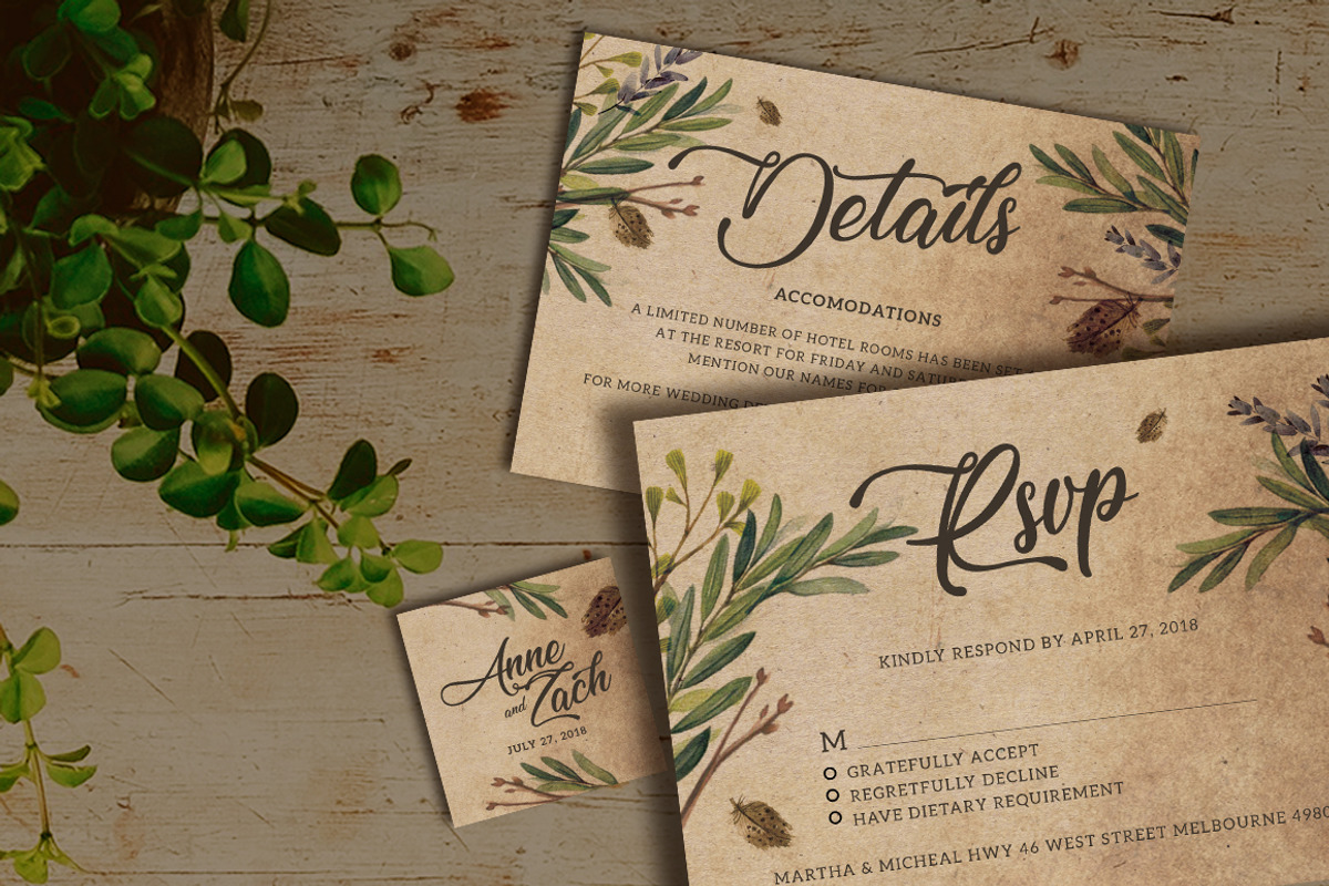 Leaves Wedding Invitation, an Invitation Template by Aarley Kaiven