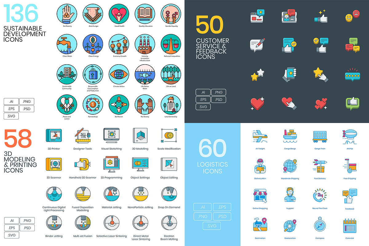 2200+ Icons - Colored Icon Bundle, an Outline Icon by Flat Icons