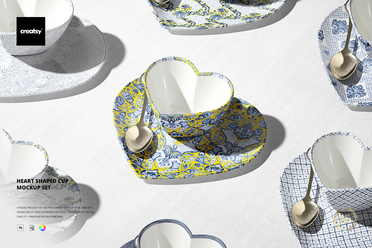 Heart Shaped Cup Mockup Set, a Cups & Container Mockup by creatsy5