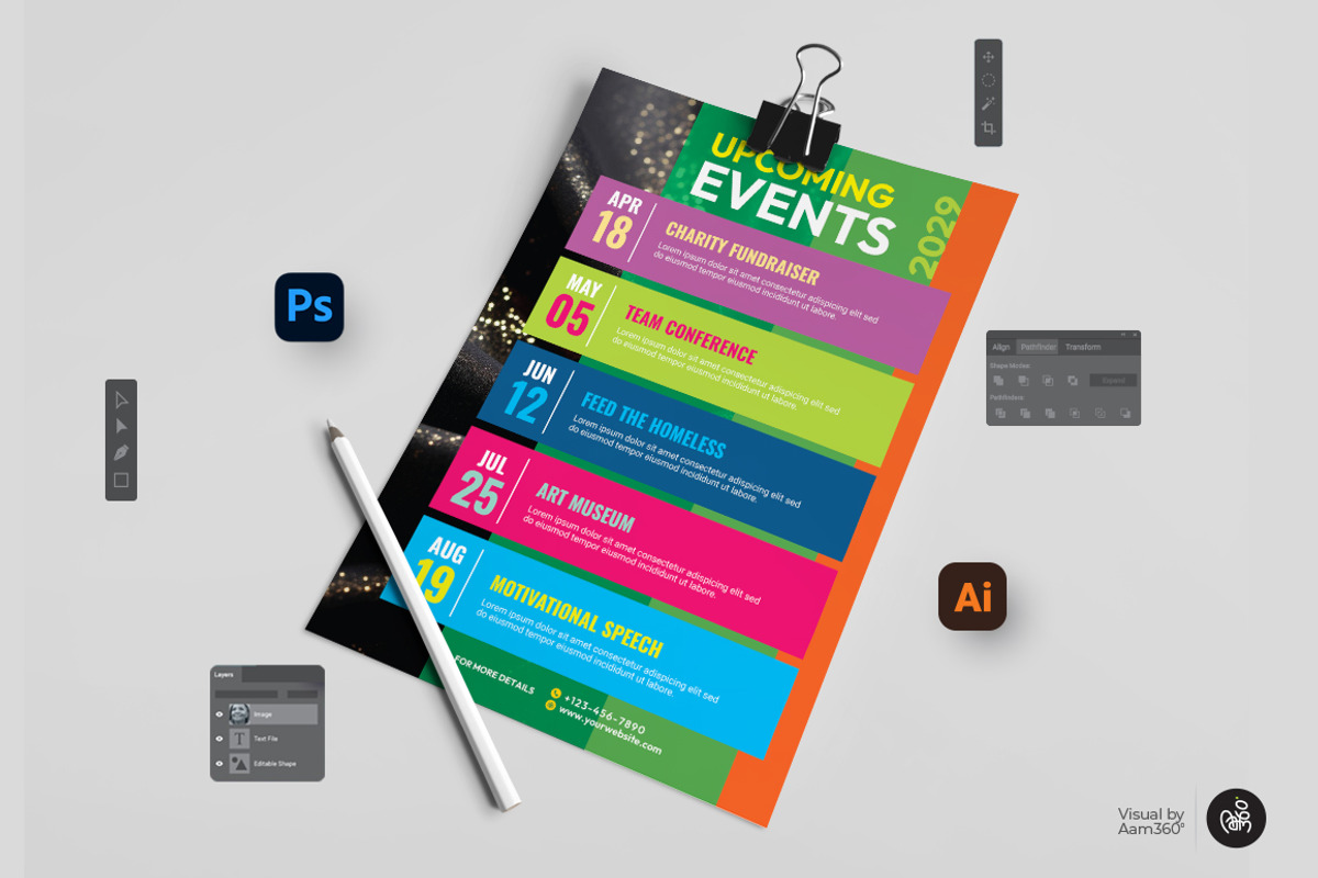 Events Schedule Flyer Template, a Flyer Template by Aam360