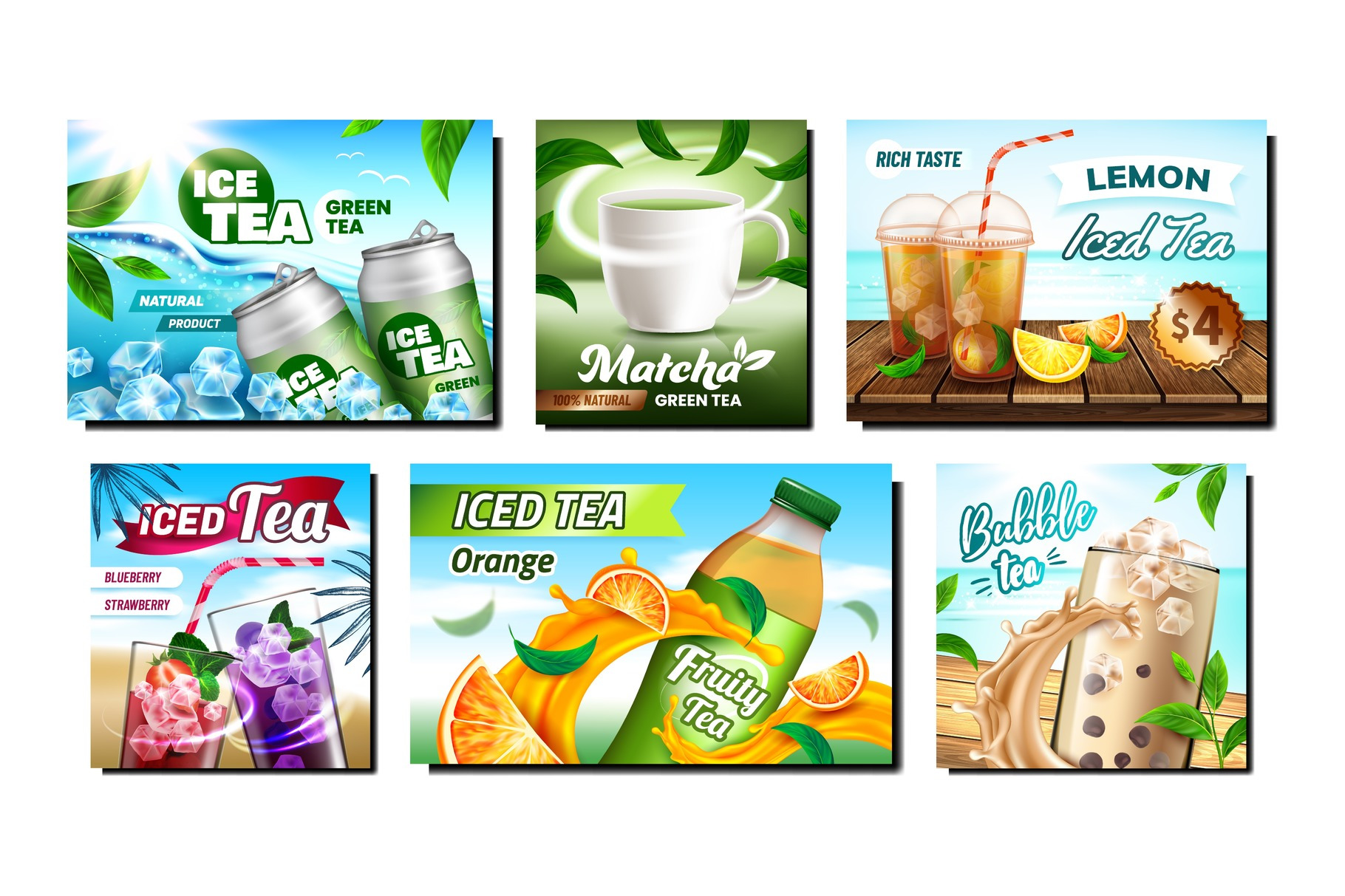 Ice Tea Creative Promotional Posters, a Food Illustration by pikepicture