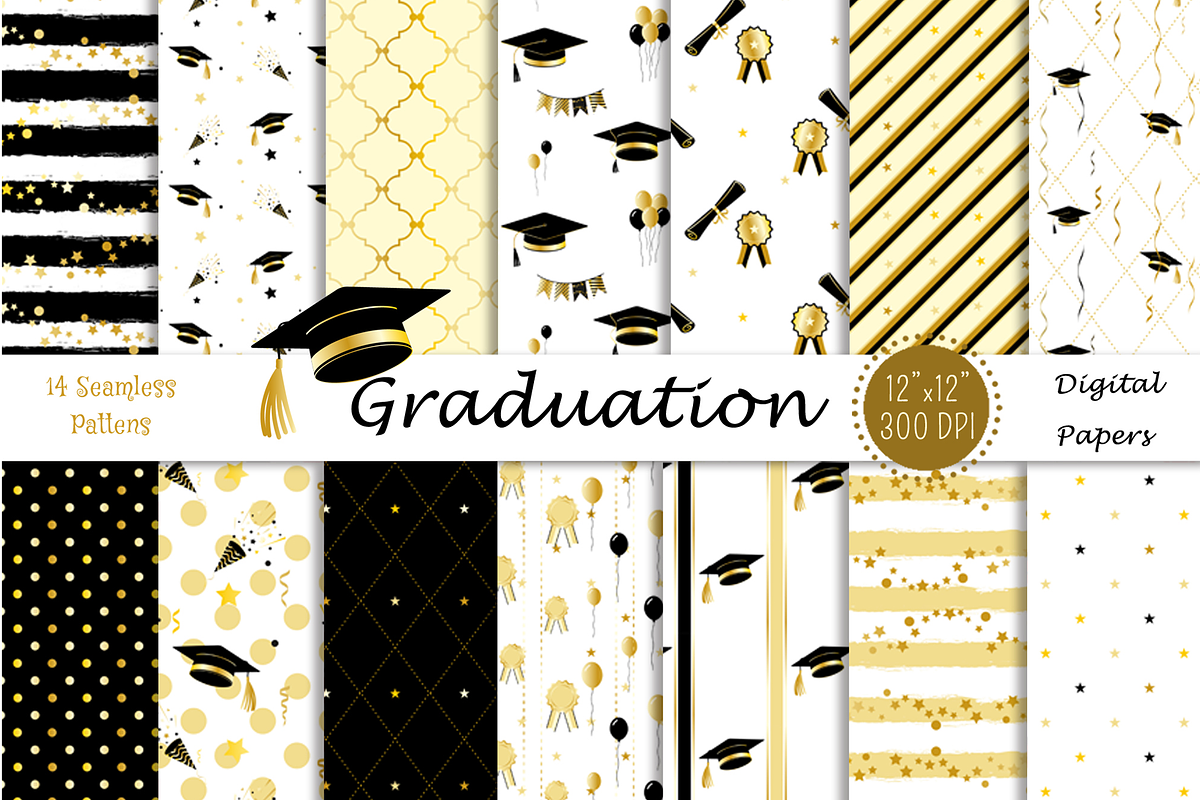 graduation digital paper pack | Creative Market