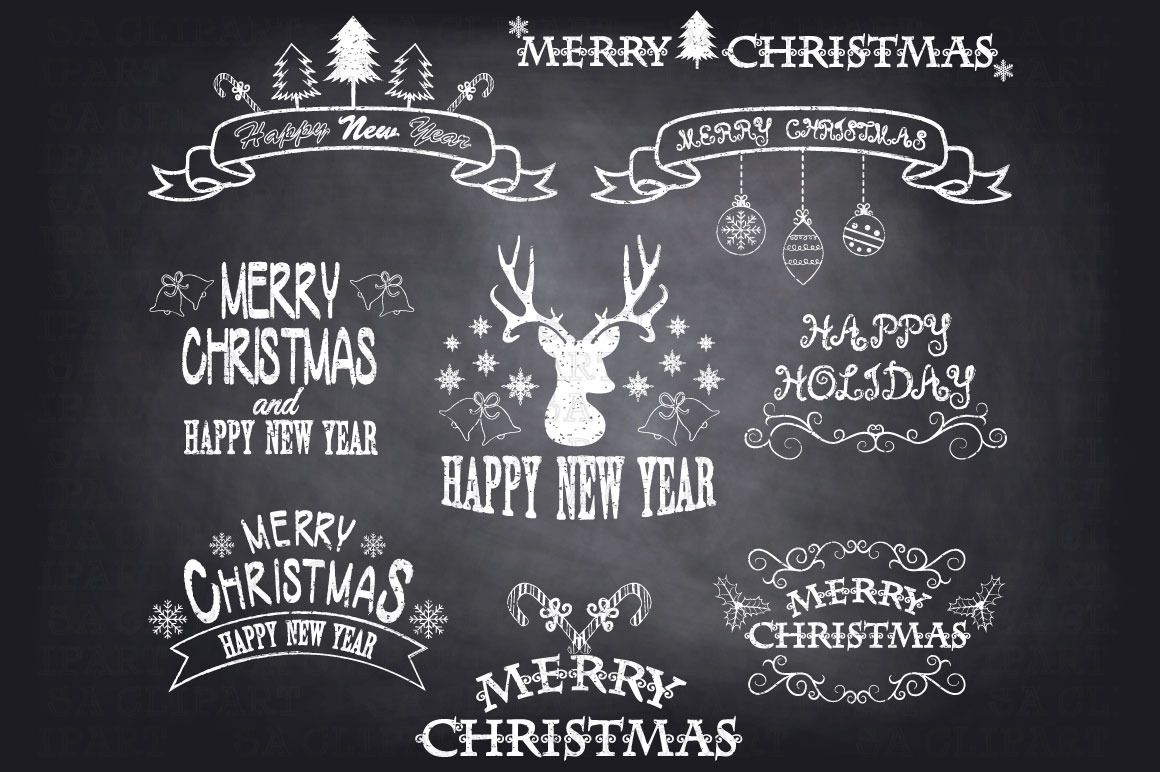 Chalkboard Christmas Clipart, an Illustration by SA ClipArt