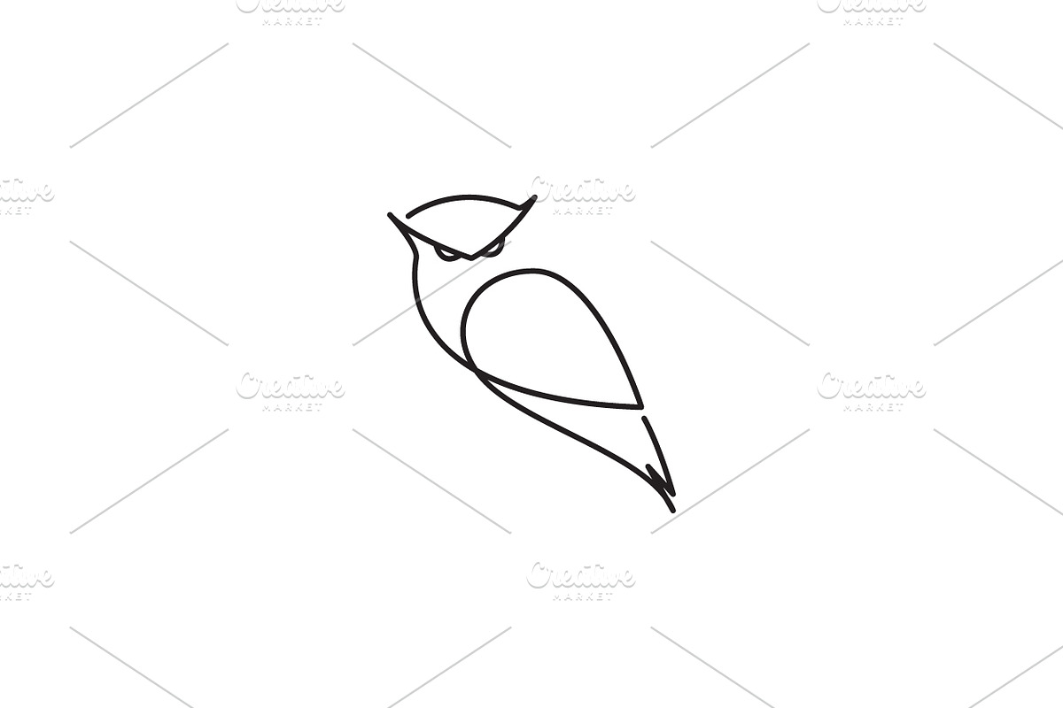 continuous lines bird owl logo vector