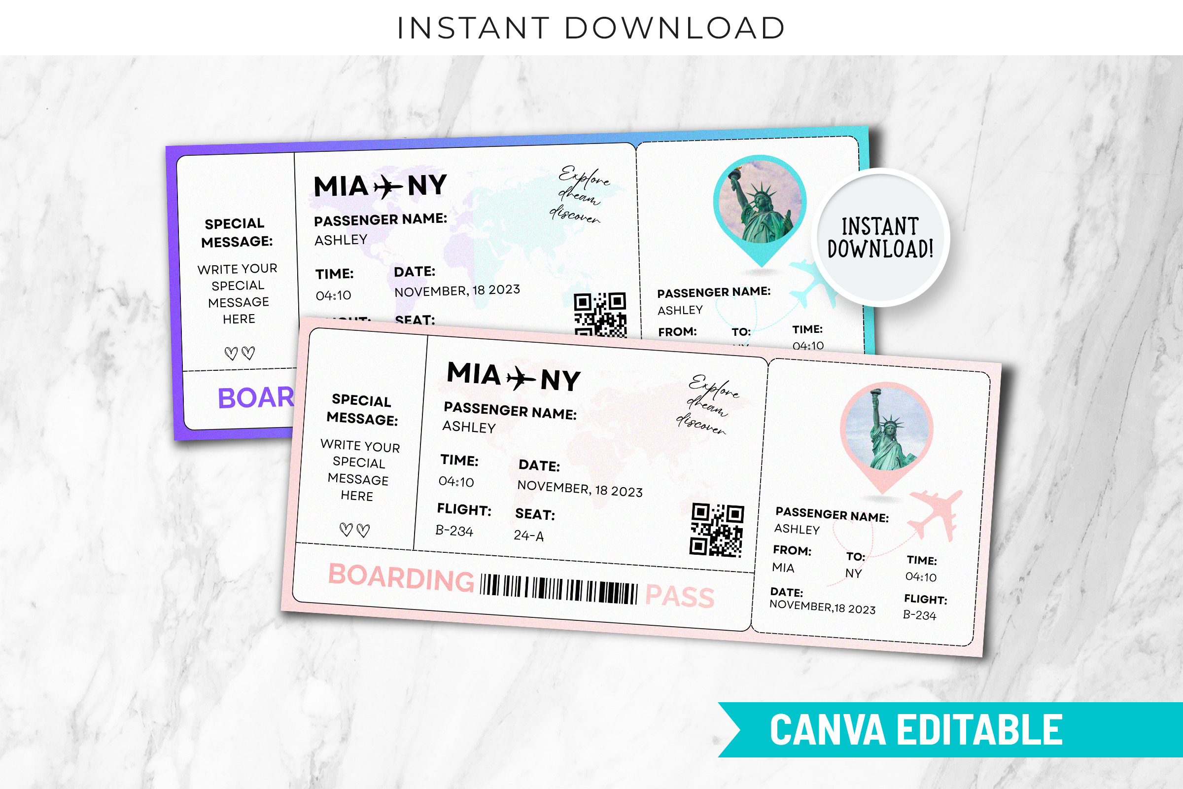 Boarding Pass New York Template