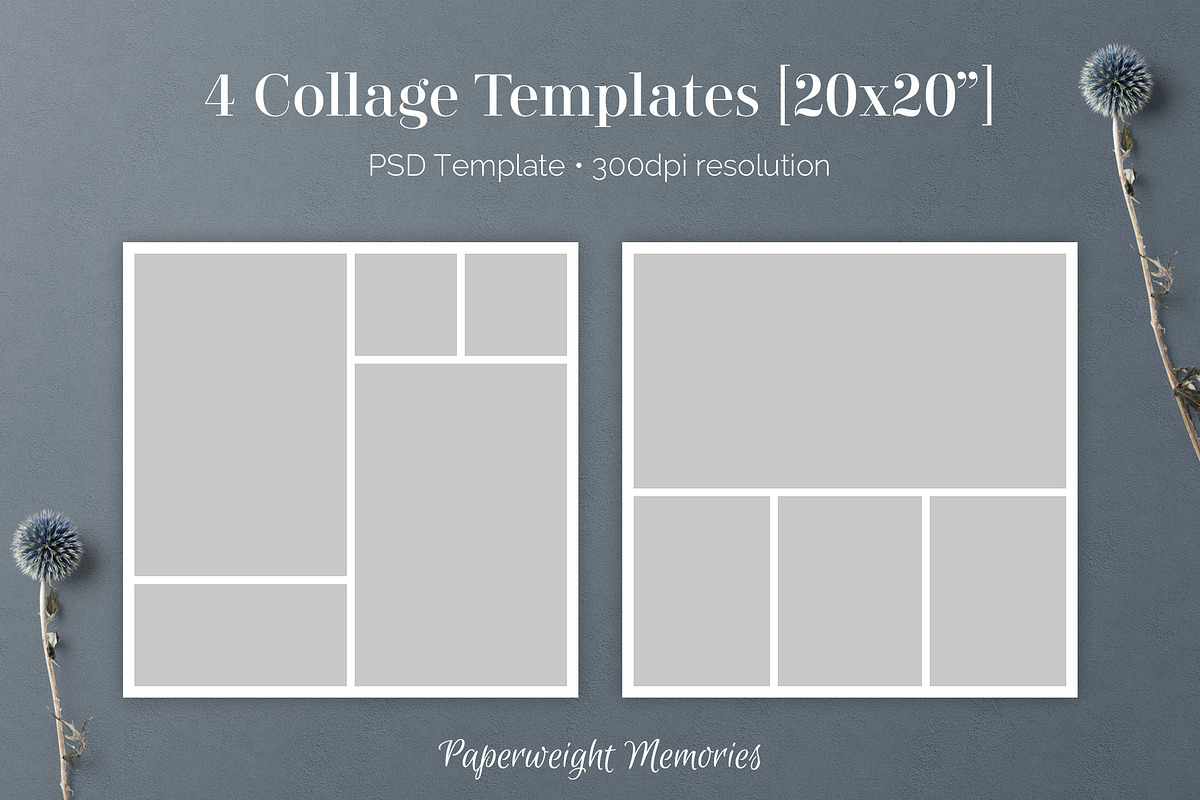 4 20x20 Photo Collage Template PSD, a Templates & Theme by Paperweight ...