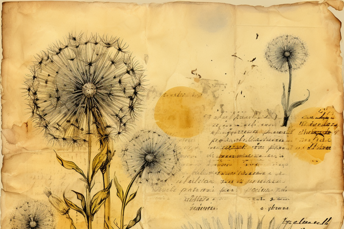 Vintage Dandelions Paper, a Pattern Graphic by Printable Treasure