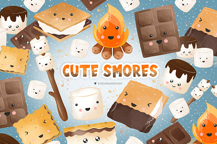 Watercolor Smores Camping Clip Art | Food Illustrations ~ Creative Market