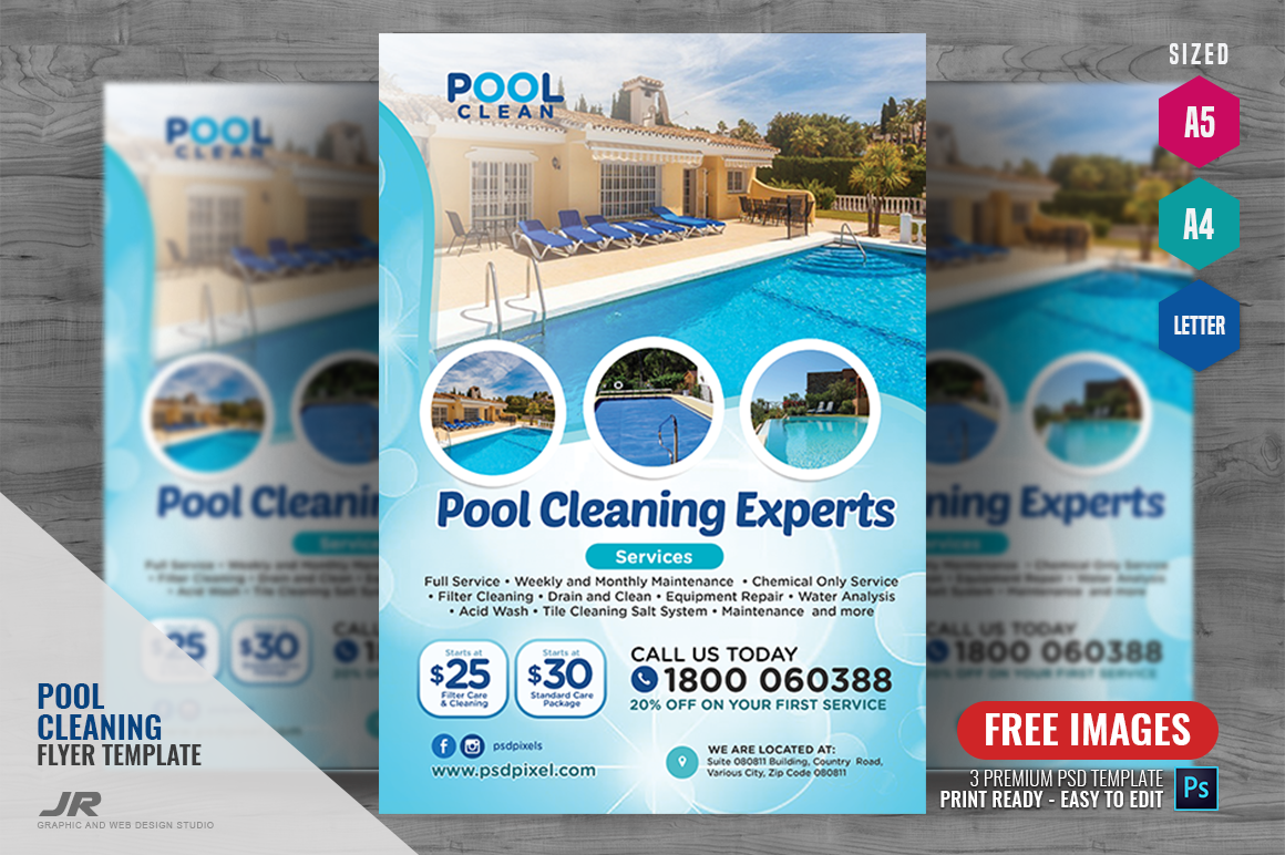 Pool Cleaning and Repair Flyer, a Flyer Template by PSDPixel | Creative ...