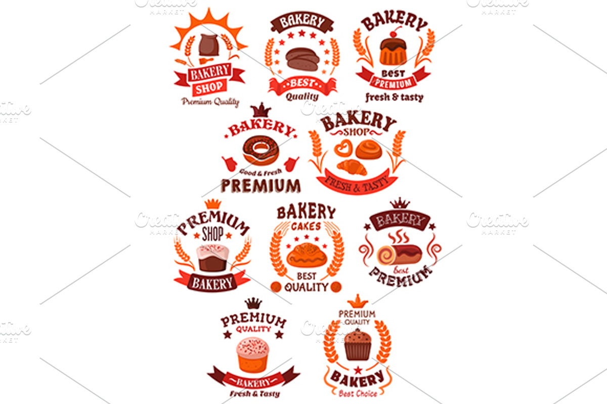Bakery and pastry shop symbols, a Graphic by Vector Tradition ...