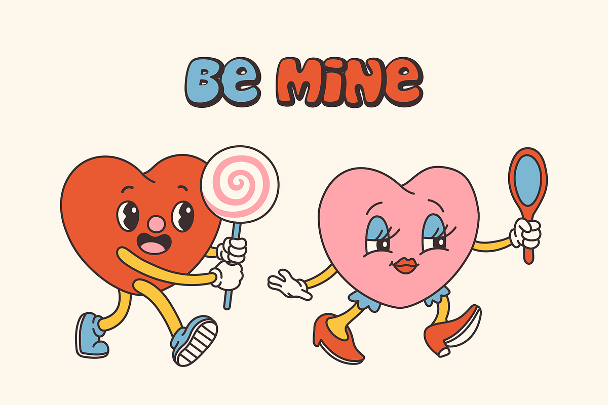 Retro Groovy Valentine's day set
