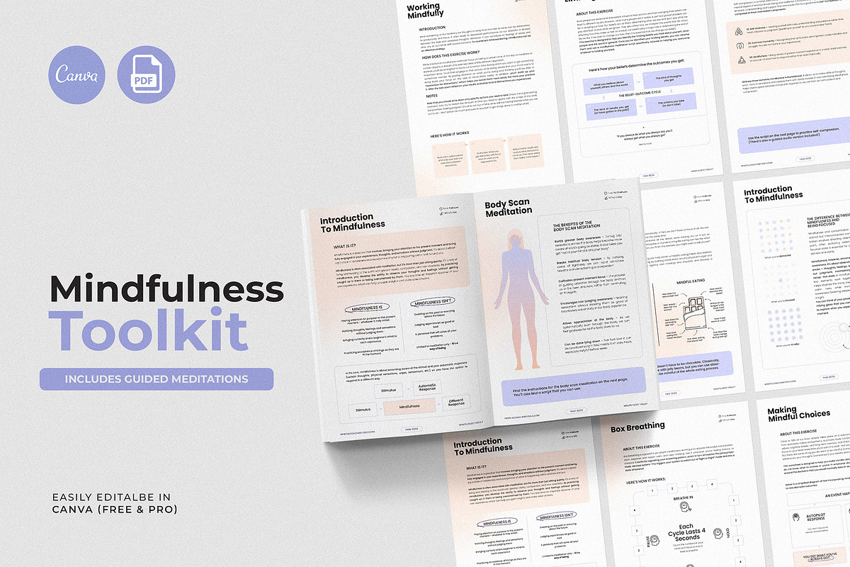 Mindfulness Worksheet Bundle, a Templates & Theme by AndrewPixel