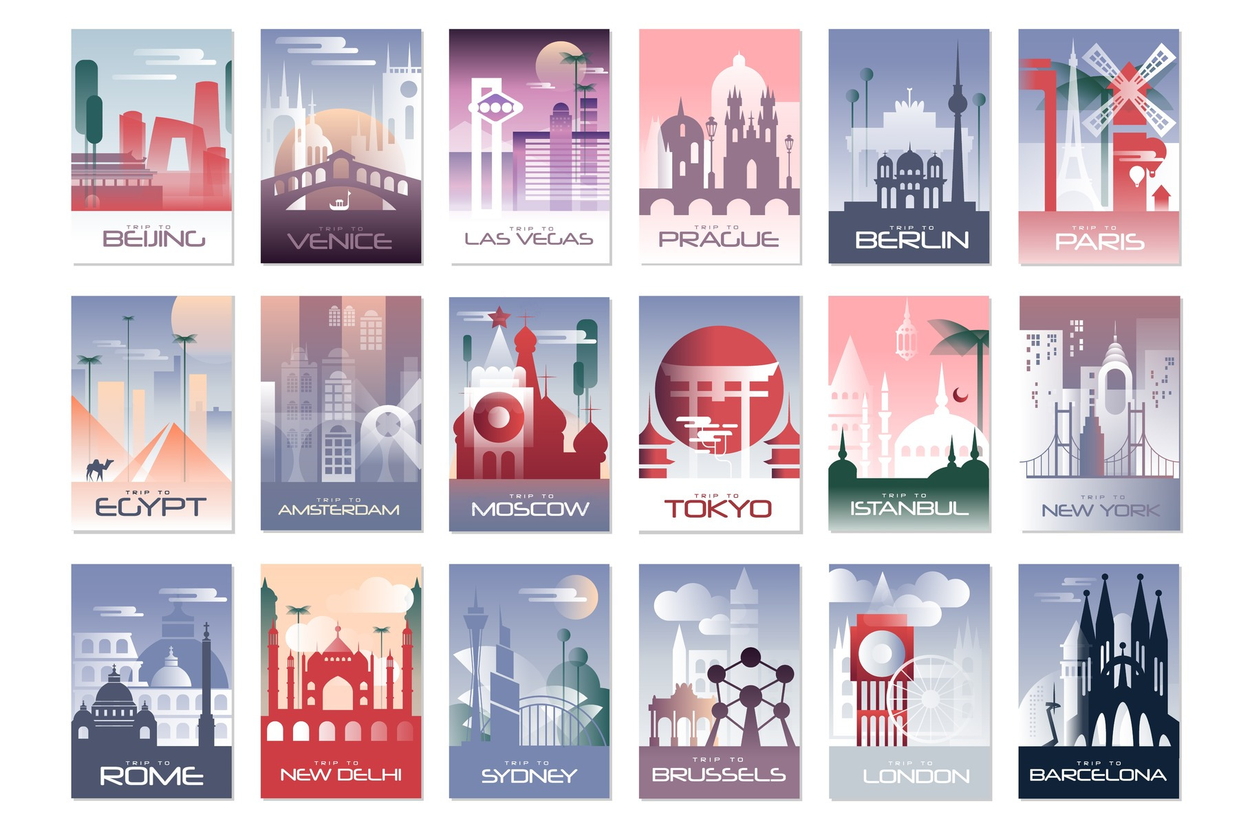 City cards set, landscape template, a Texture Graphic by TopVectors