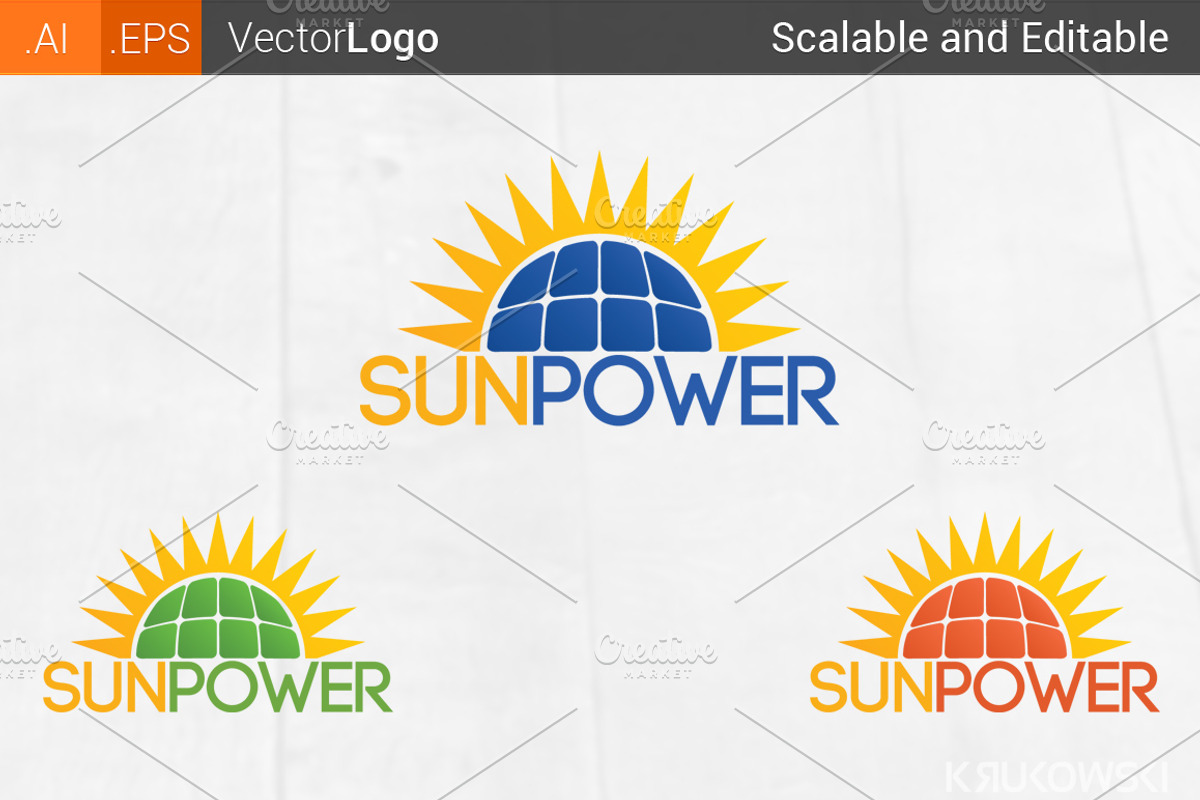 Solar Power Logo, a Branding & Logo Template by Krukowski Graphics