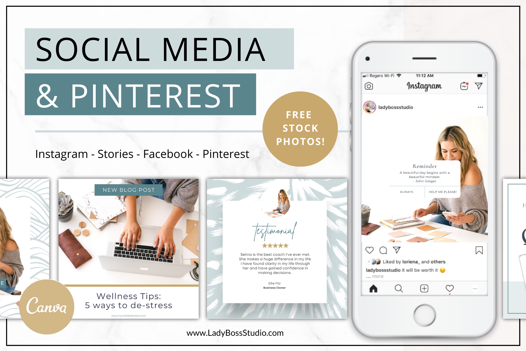 Pinterest & Social Media Canva, a Social Media Template by Lady Boss Studio