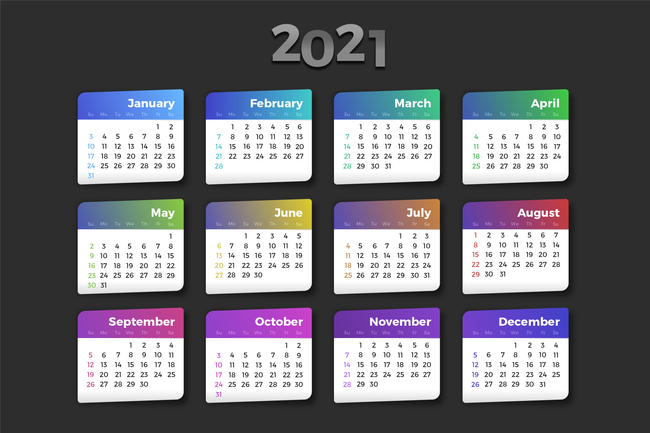 2021 Calendar Template, a Stationery Template by Vector Kitchen by Zoljo