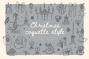 Coquette Christmas whimsical clipart