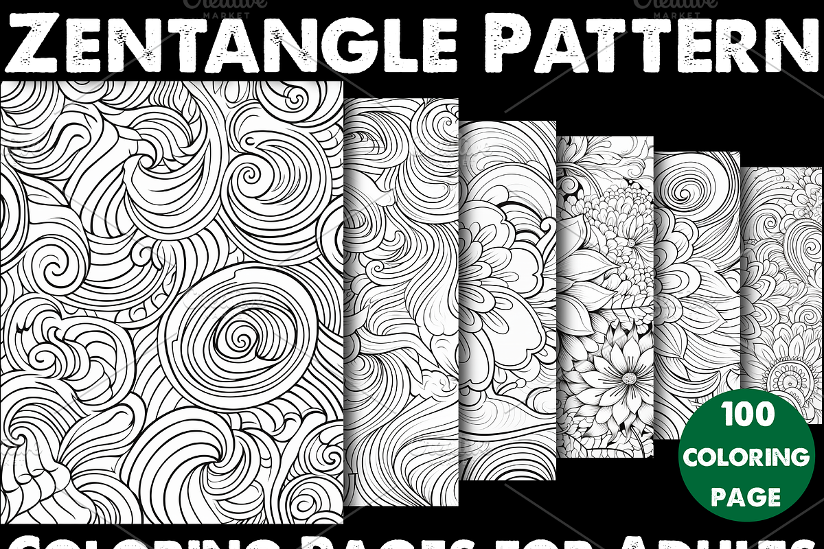 Zentangle Pattern Coloring book | Creative Market