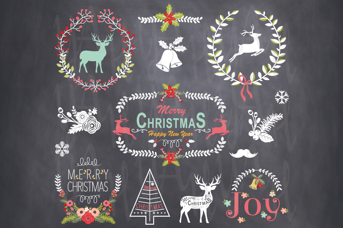 Vintage Christmas Chalkboard, an Illustration by YenzArtHaut