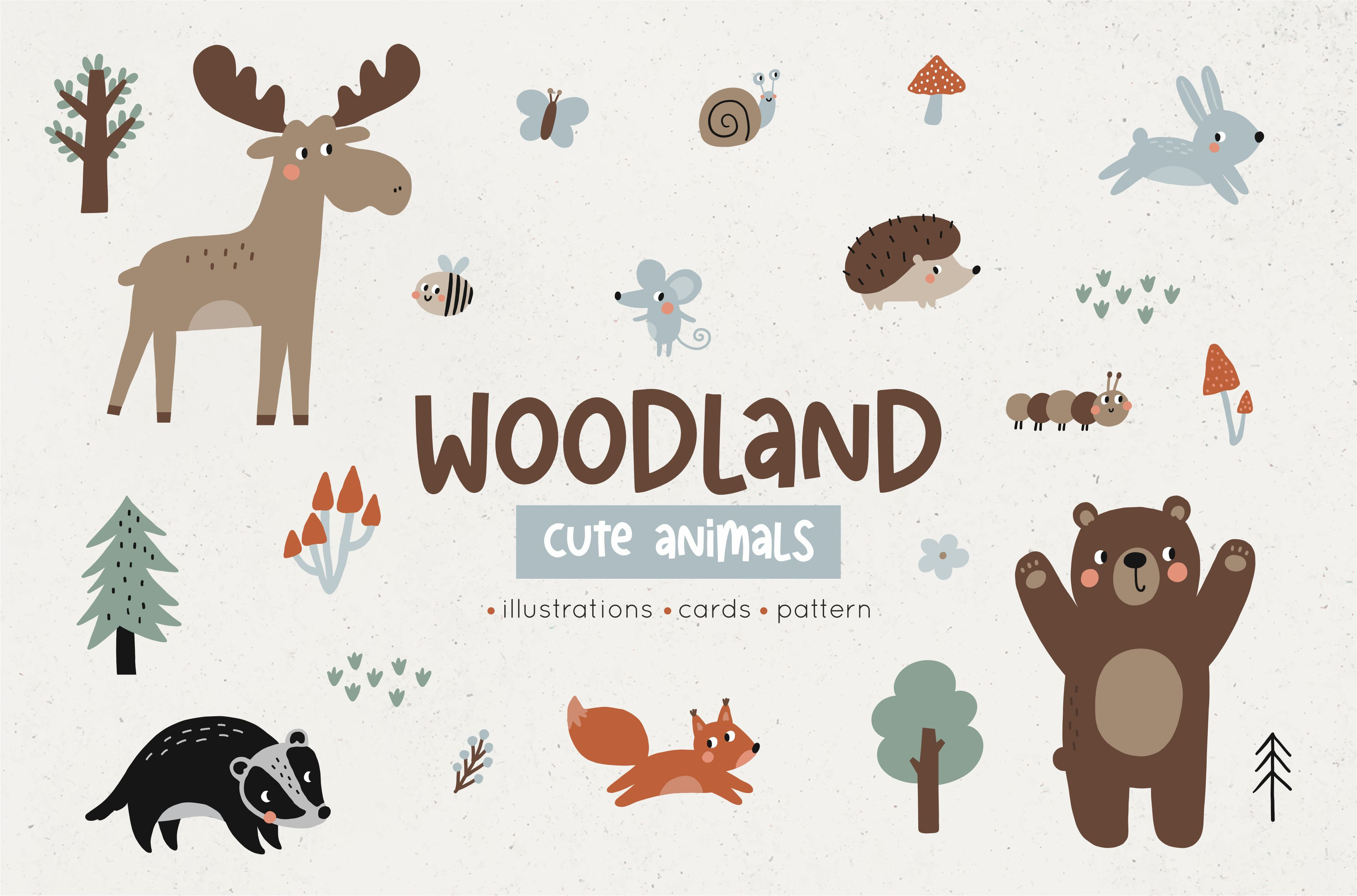 Woodland - cute animals clipart