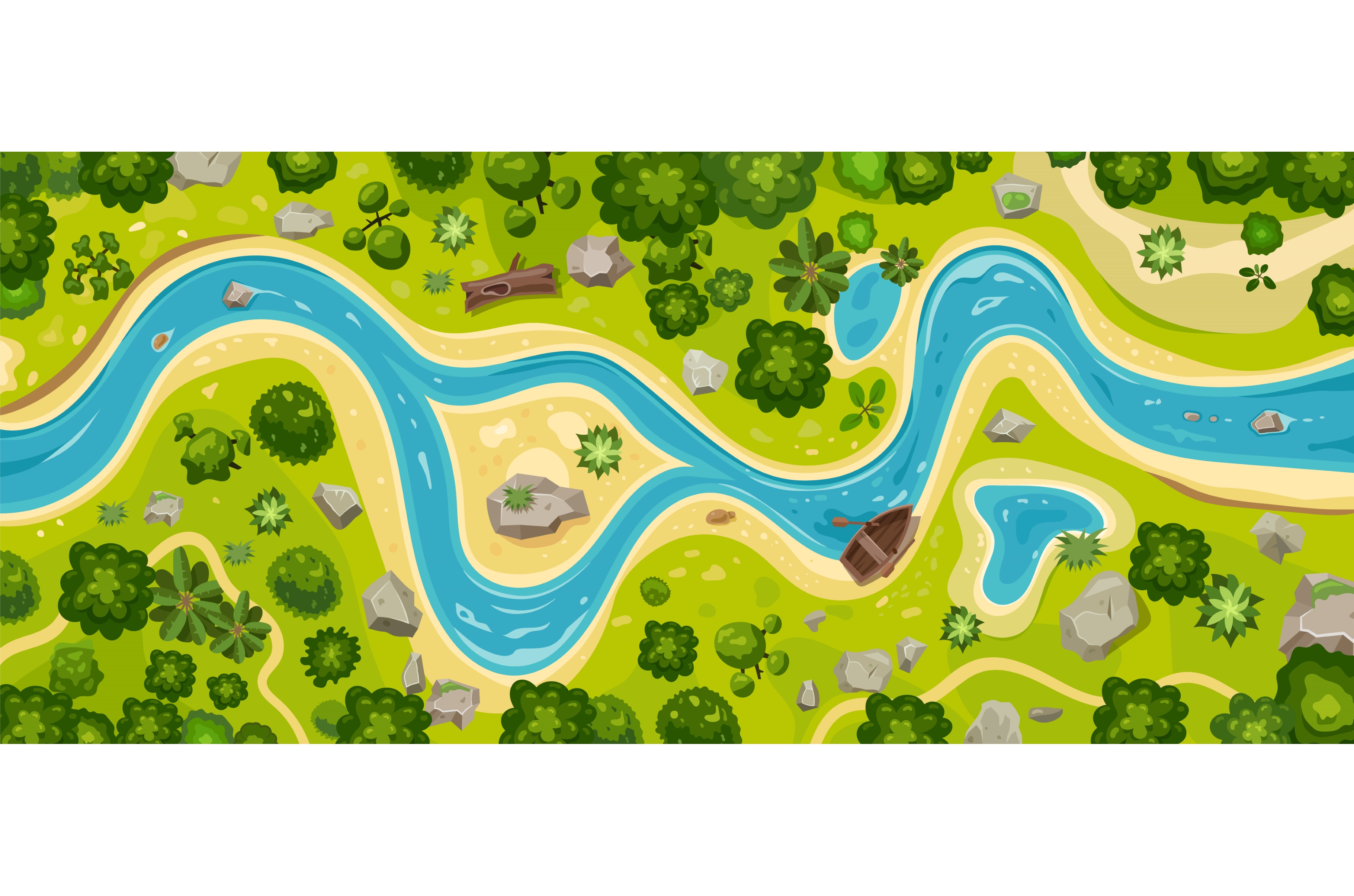 River top view landscape above | Illustrations ~ Creative Market