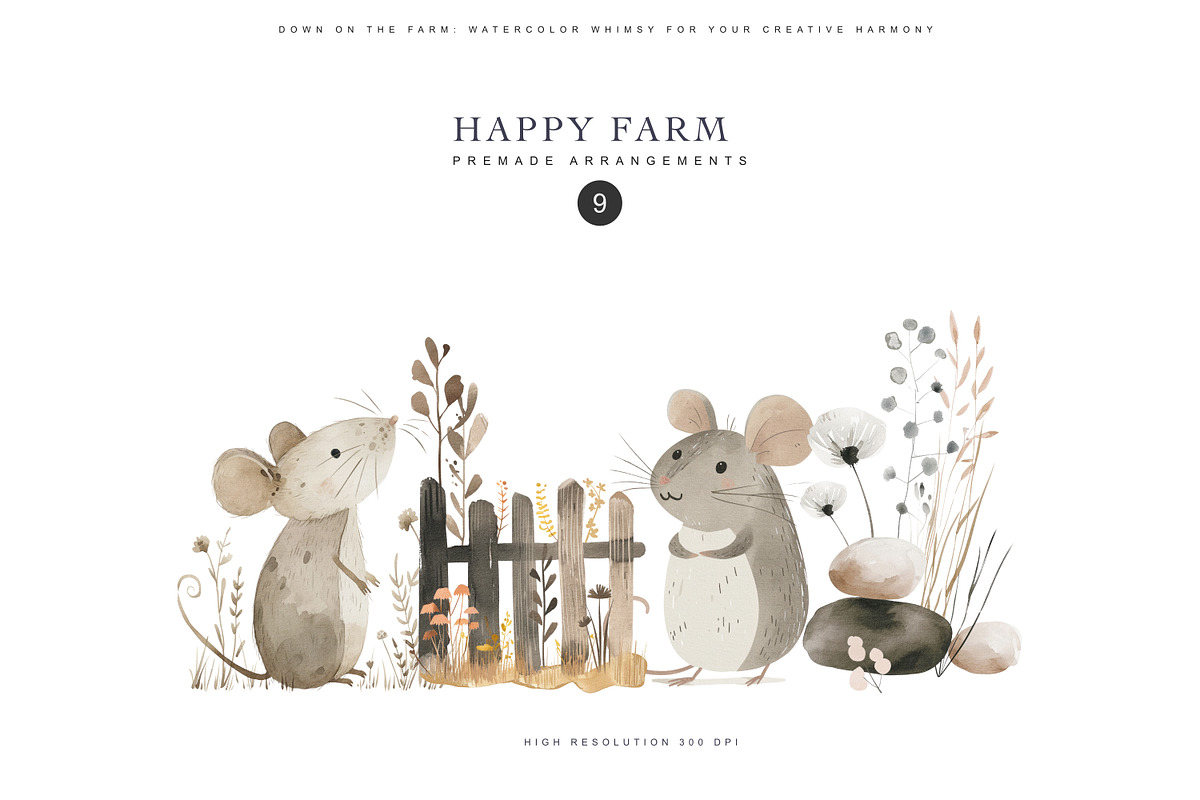 watercolor farm animal clipart set, an Animal Illustration by Pink ...