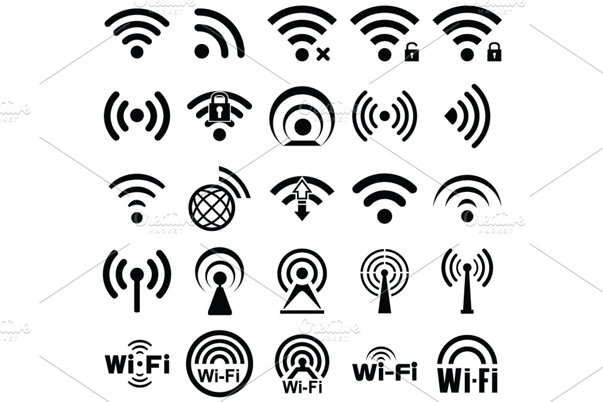 Set of twenty five wifi icons, an Icon by Vectorchoice