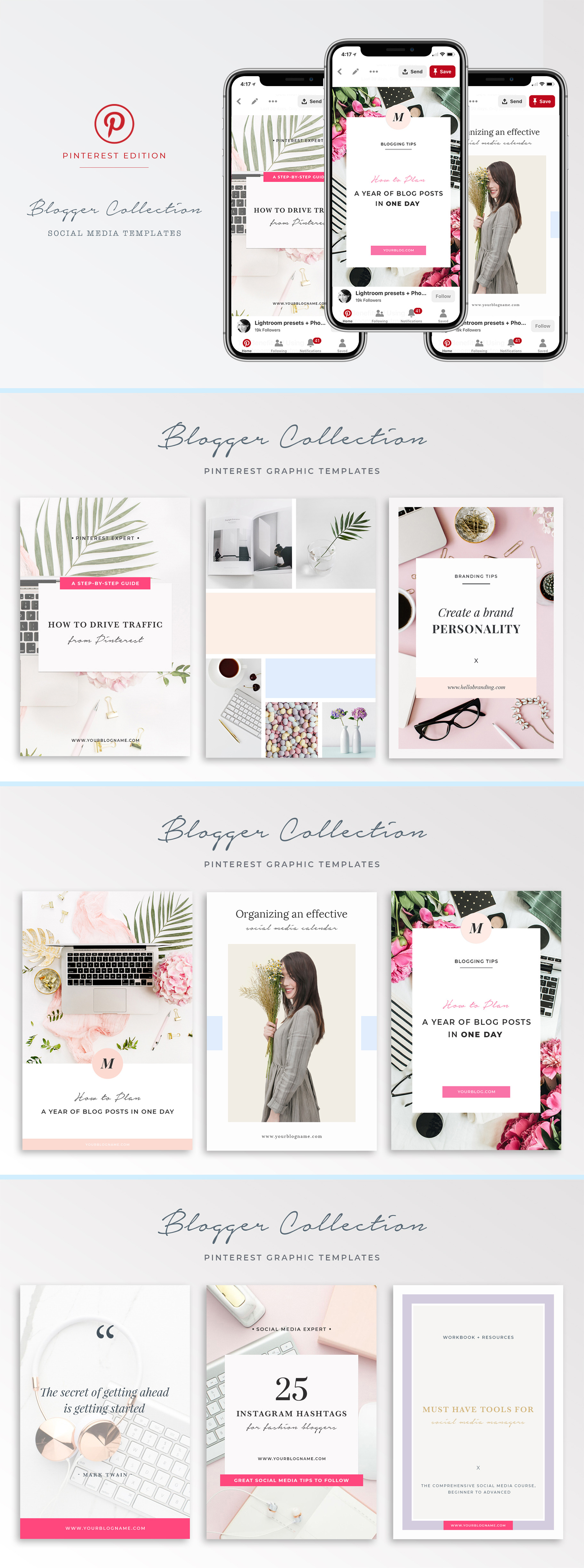 Pinterest Templates for Bloggers, a Social Media Template by BeArt-Presets