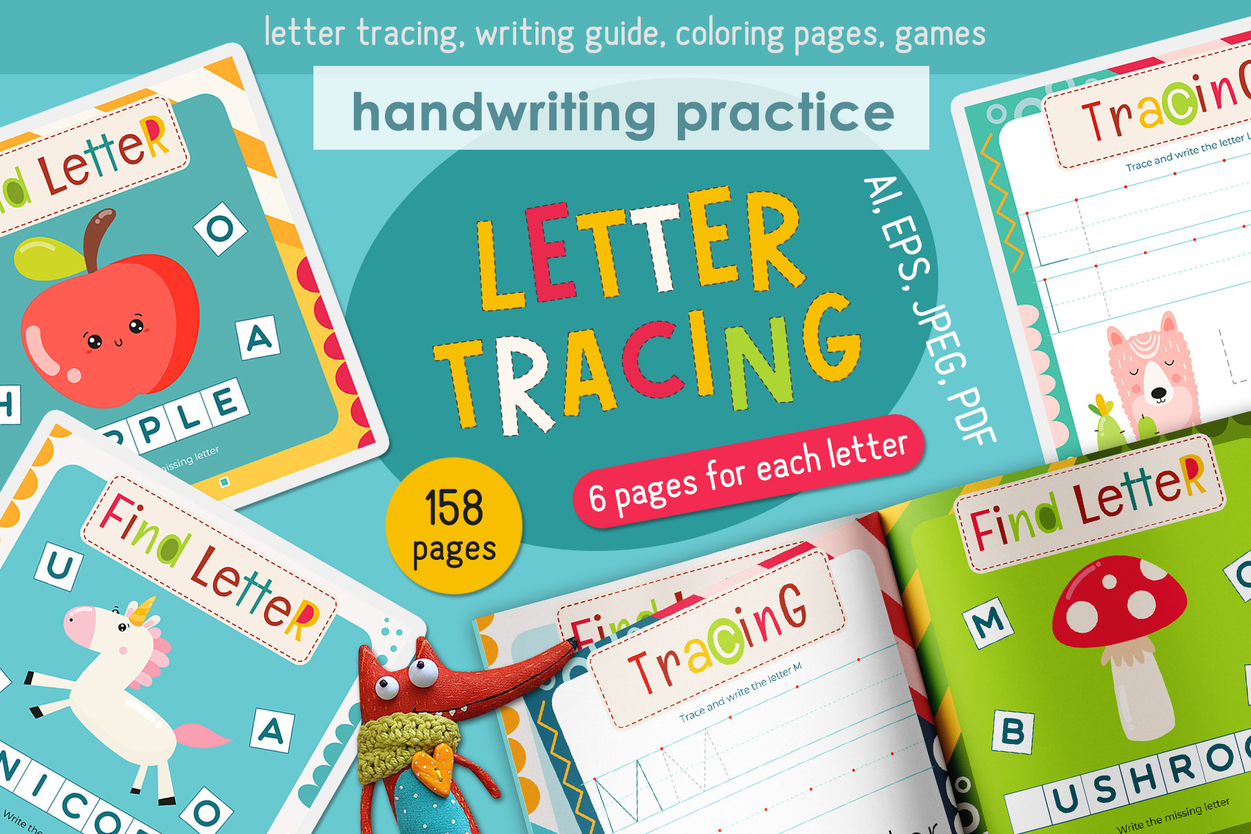 Letter Tracing Handwriting practice, an Education Illustration by ...