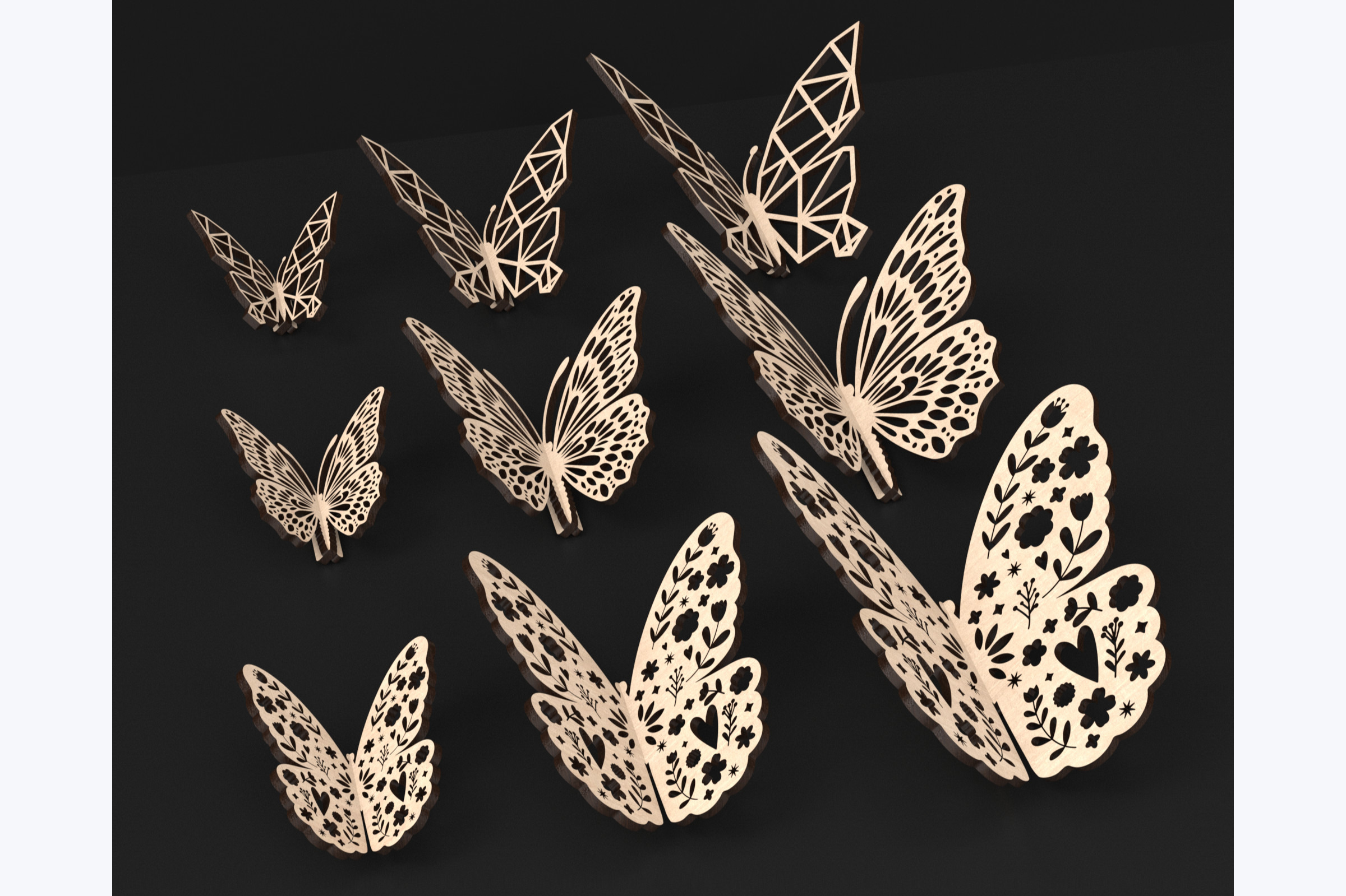 3D Butterfly Laser Cutting Files