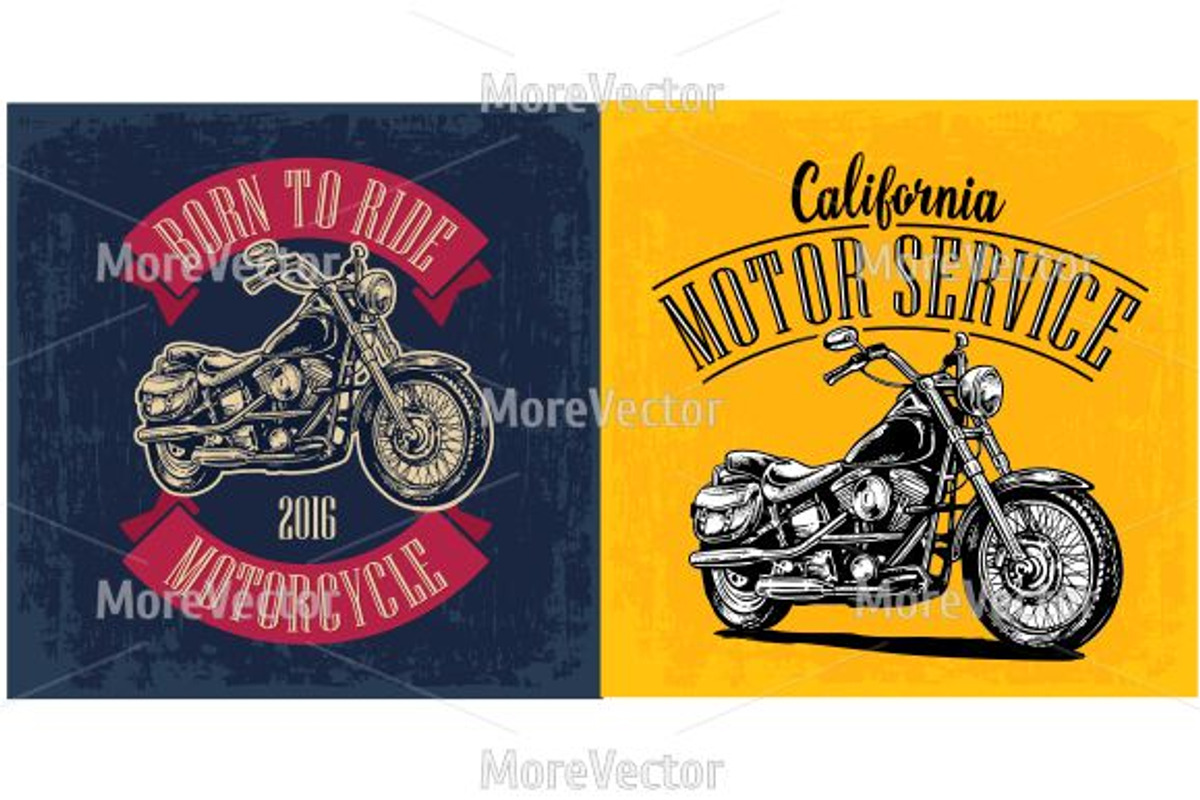 Motorcycle. Side view. Engraving, a Brochure Template by MoreVector