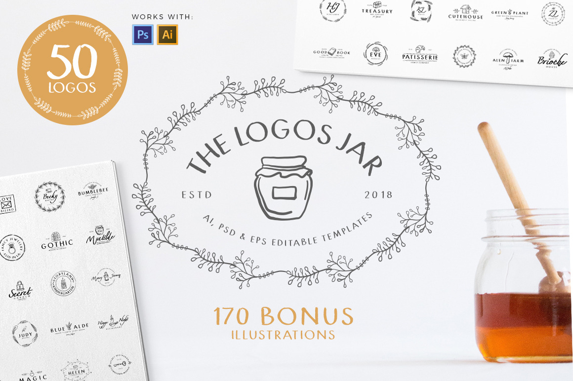Jar of Logos - 50 Logo Templates, a Branding & Logo Template by Graphicdome