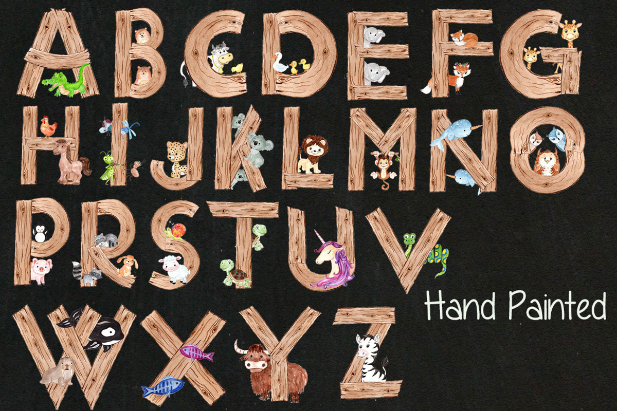 Watercolor animal alphabet clipart, an Animal Illustration by vivastarkids