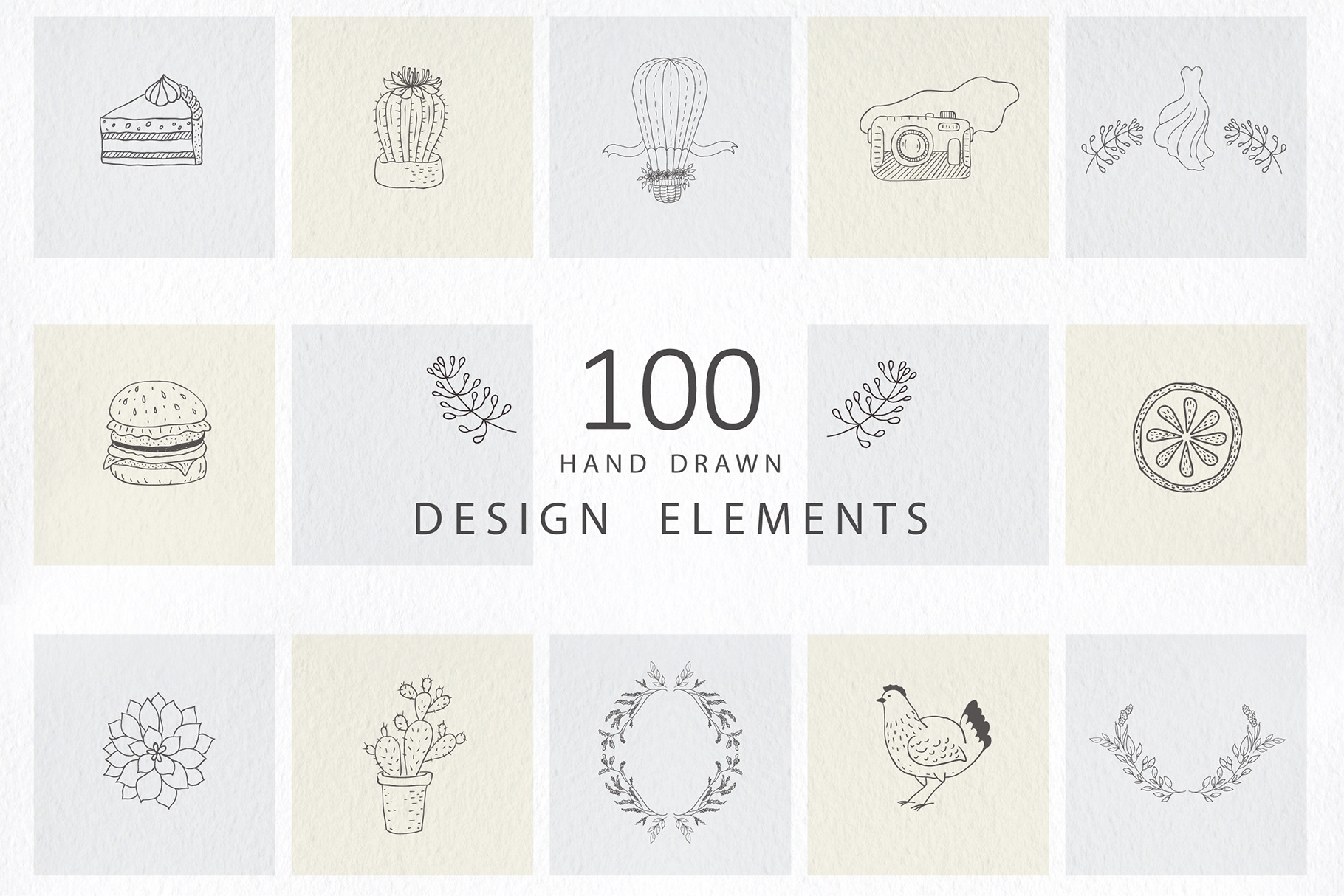 Hand drawn design elements. Logos., an Outline Icon by Designwork
