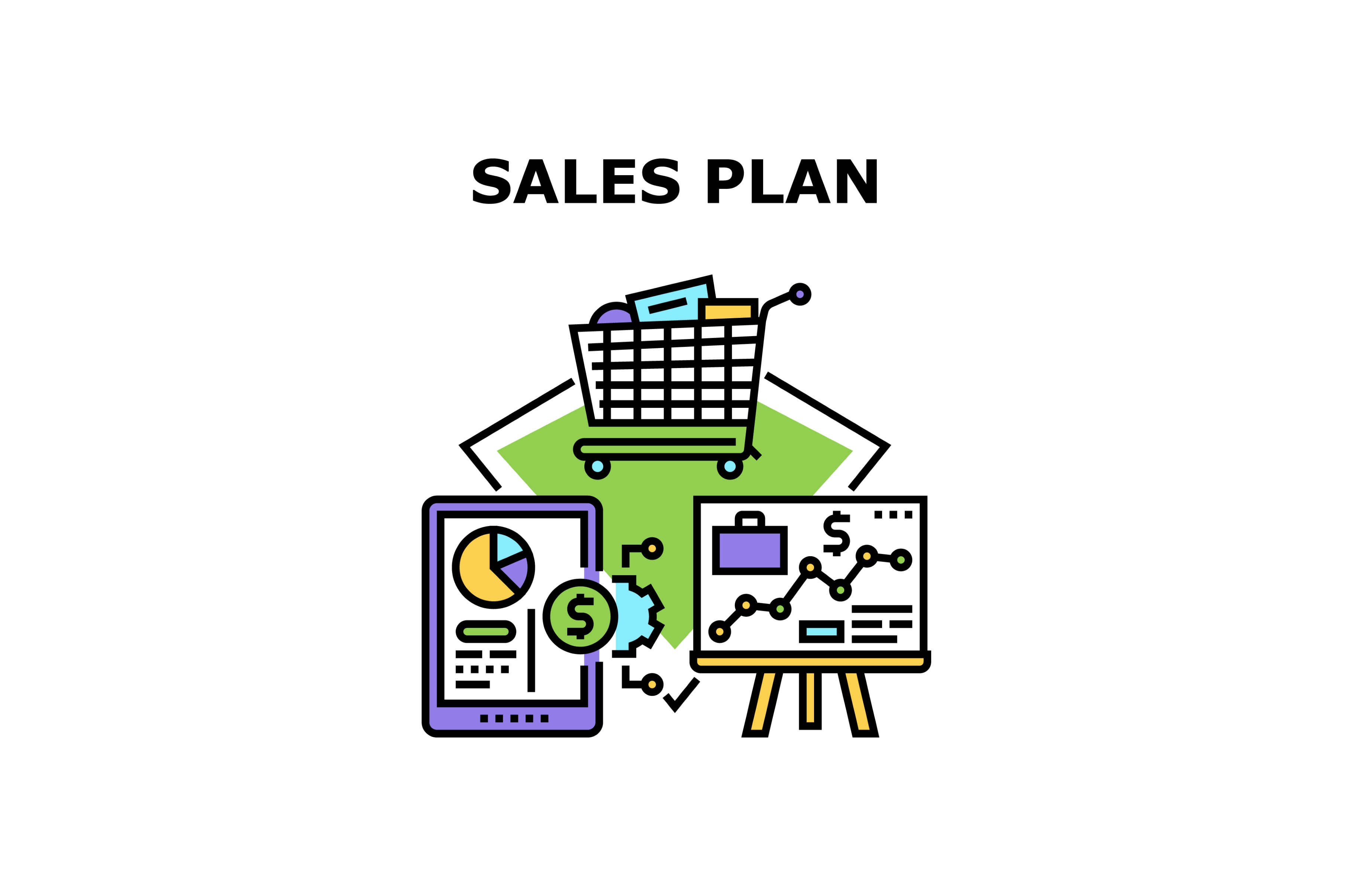 Sales Plan Goal Vector Concept Color, an Object Graphic by pikepicture