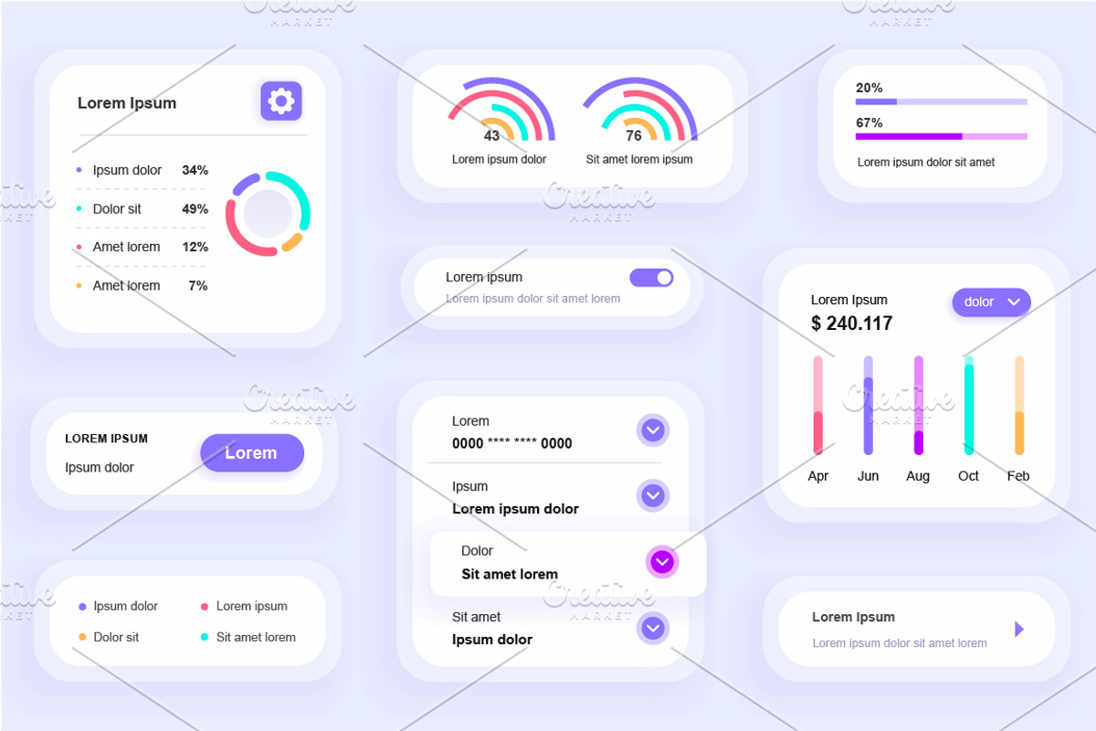 Mobile App UI Elements Kit, an UI Kit Template by alexdndz