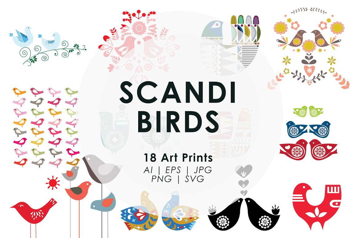 SCANDI BIRDS PRINT, a Decorative Illustration by Shivangi Dubey