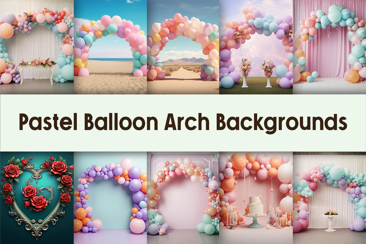 Pastel Balloon Arch Backgrounds, a Background Graphic by AdriOP