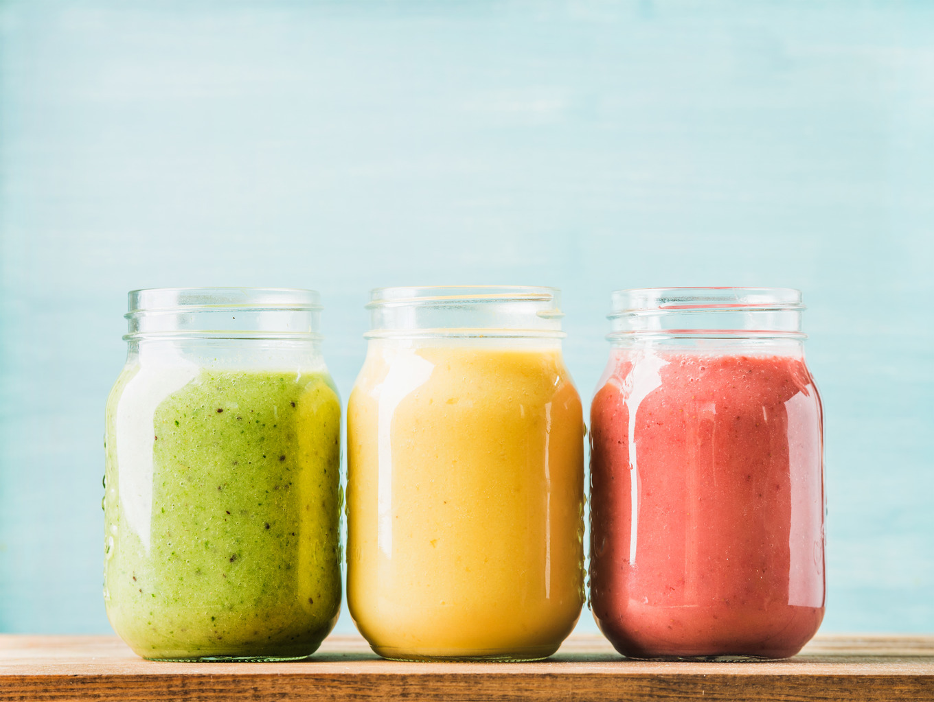 Fresh blended fruit smoothies, a Food & Drink Photo by Foxys