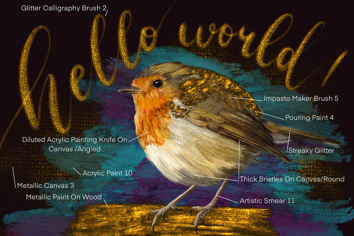 Acrylic & Metallics Brush Set, a Brush Add-On by OlgaRom | Creative Market