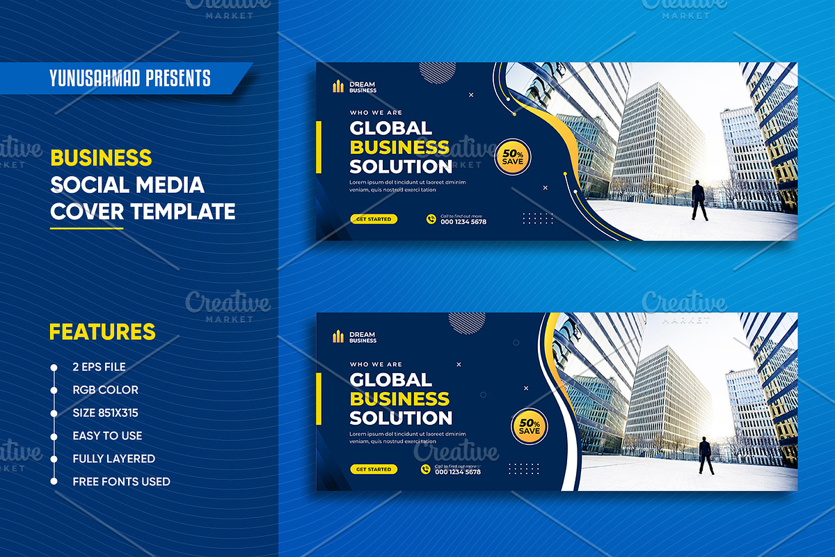 Business Facebook Cover Template, a Social Media Template by Yunus ...